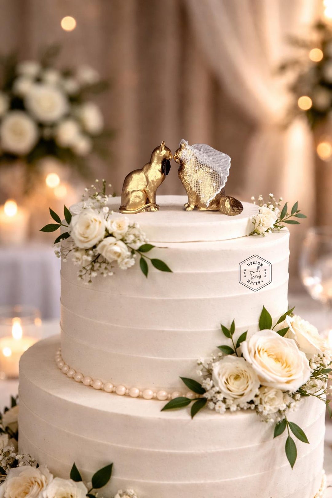 Cat Cake Toppers, 9 Cat Styles, Long-hair and Short-hair Cats, Bride ...