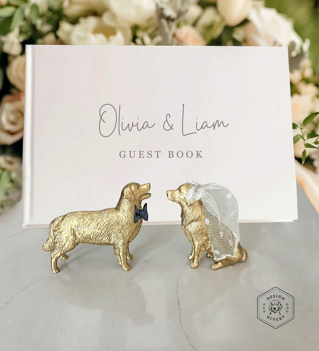 Golden Retriever Wedding Table Topper Set: Bride and Groom Figurines - Etsy
