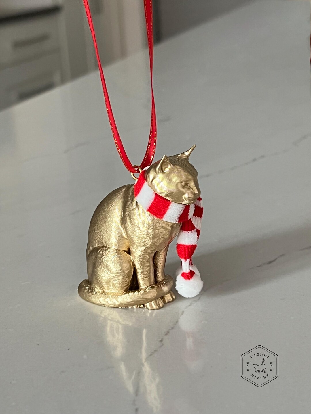 Tabby Cat | DSH | Short Hair Cat Ornament: Personalize With Scarf ...