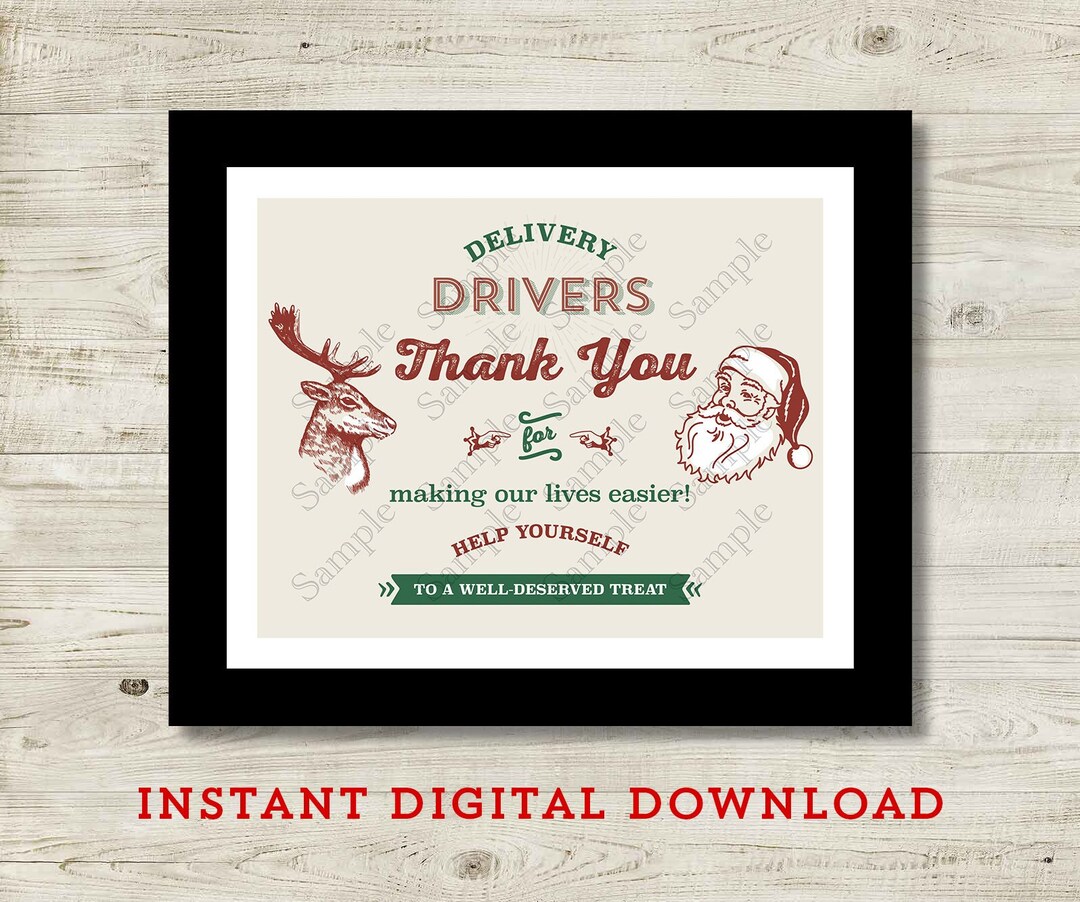 Delivery Driver Thank You Sign, Delivery Driver Sign, Delivery Driver ...