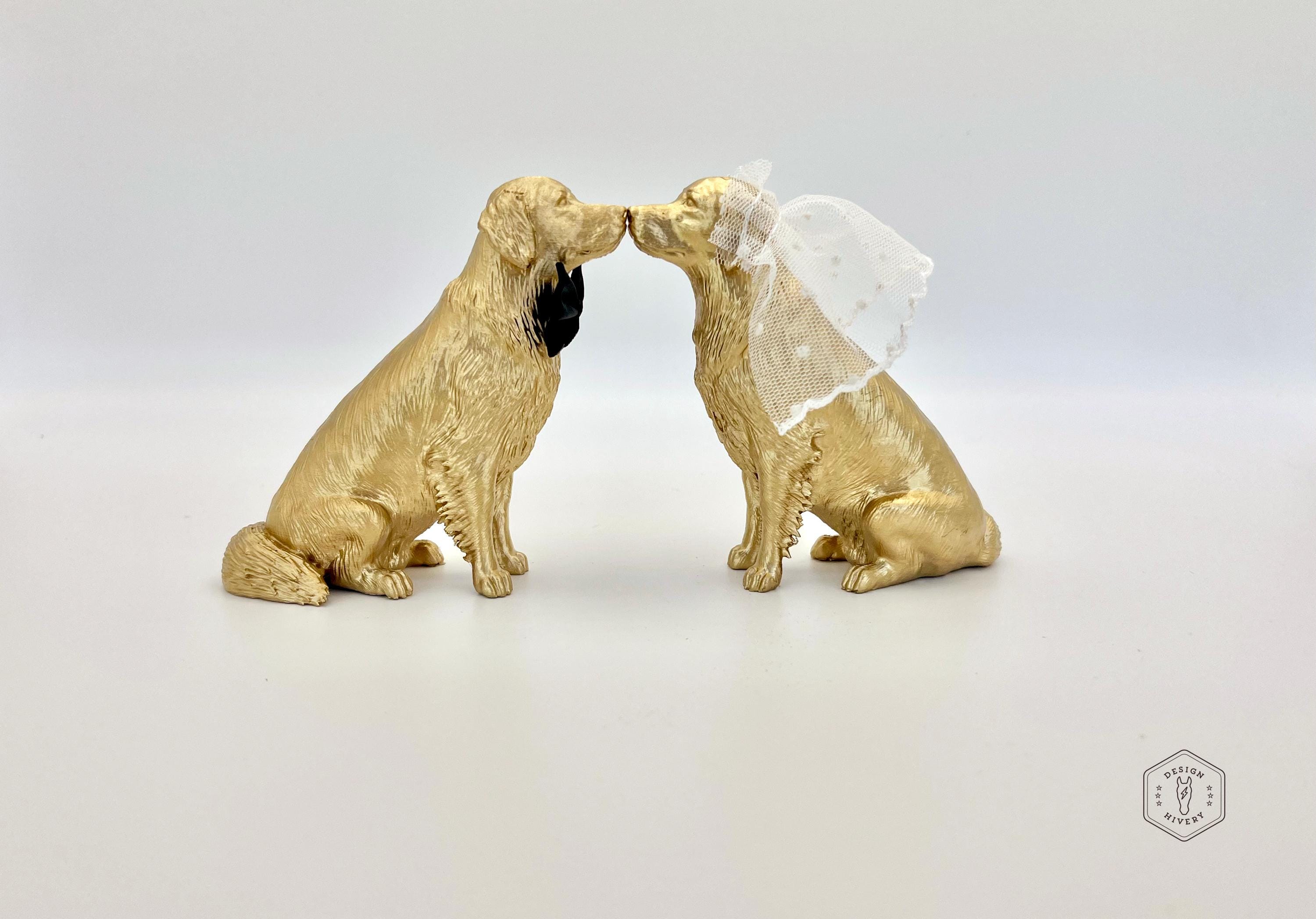 Golden Retriever Wedding Table Topper Set: Bride and Groom Figurines - Etsy