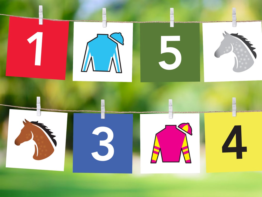3 Horse Racing Banners, Jockey Silks, Horses, Gate Numbers, Derby Party ...