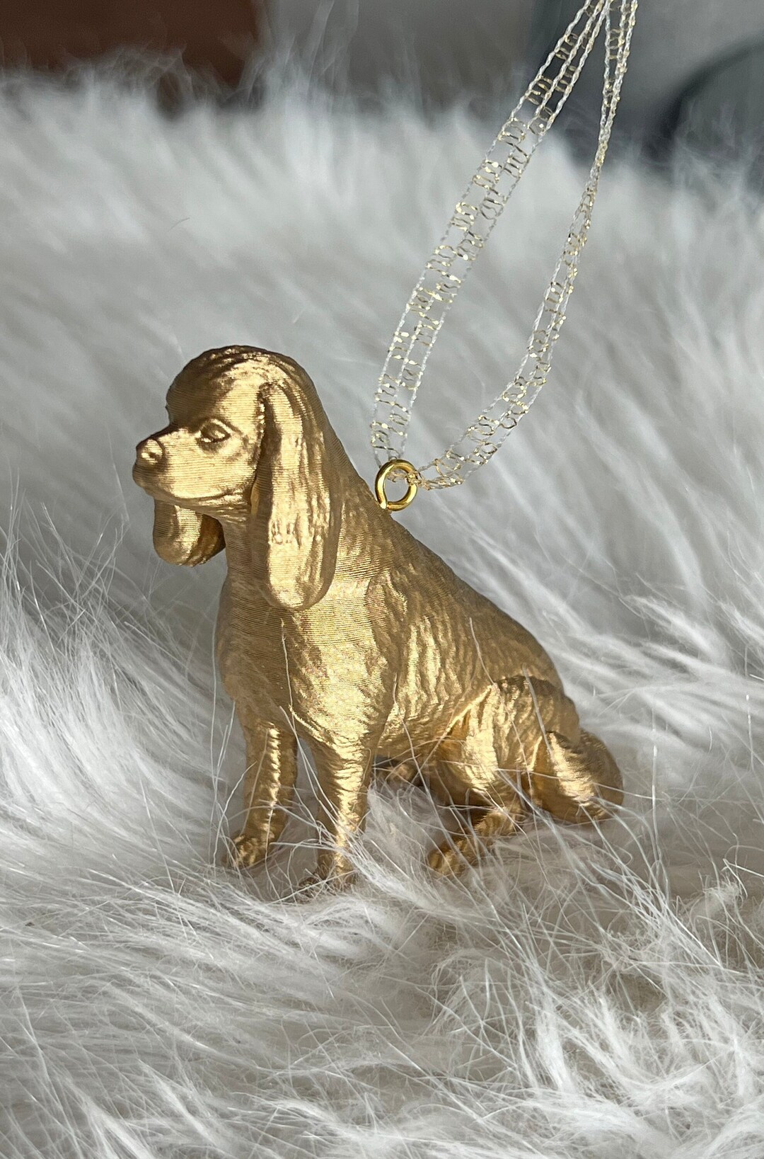 Cavalier King Charles Spaniel Ornament: Gold Christmas Tree Decoration ...