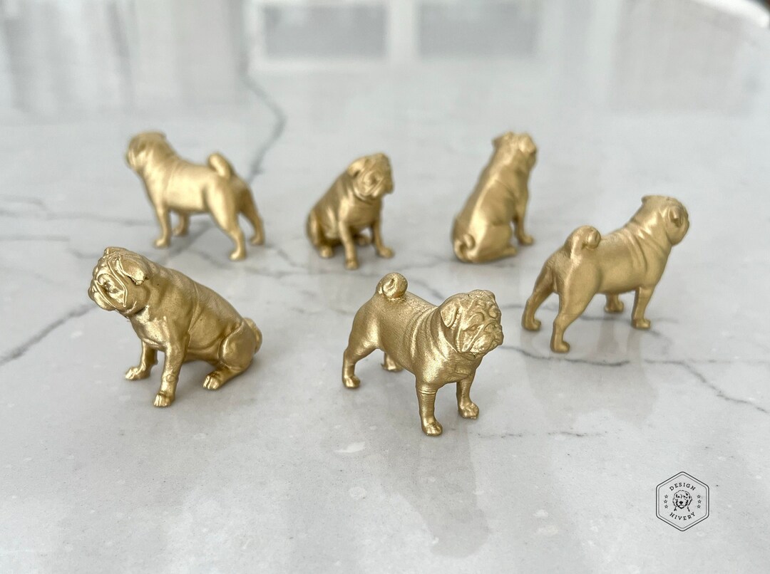 Gold Pug Figures: Set of 4, Cake Toppers - Etsy