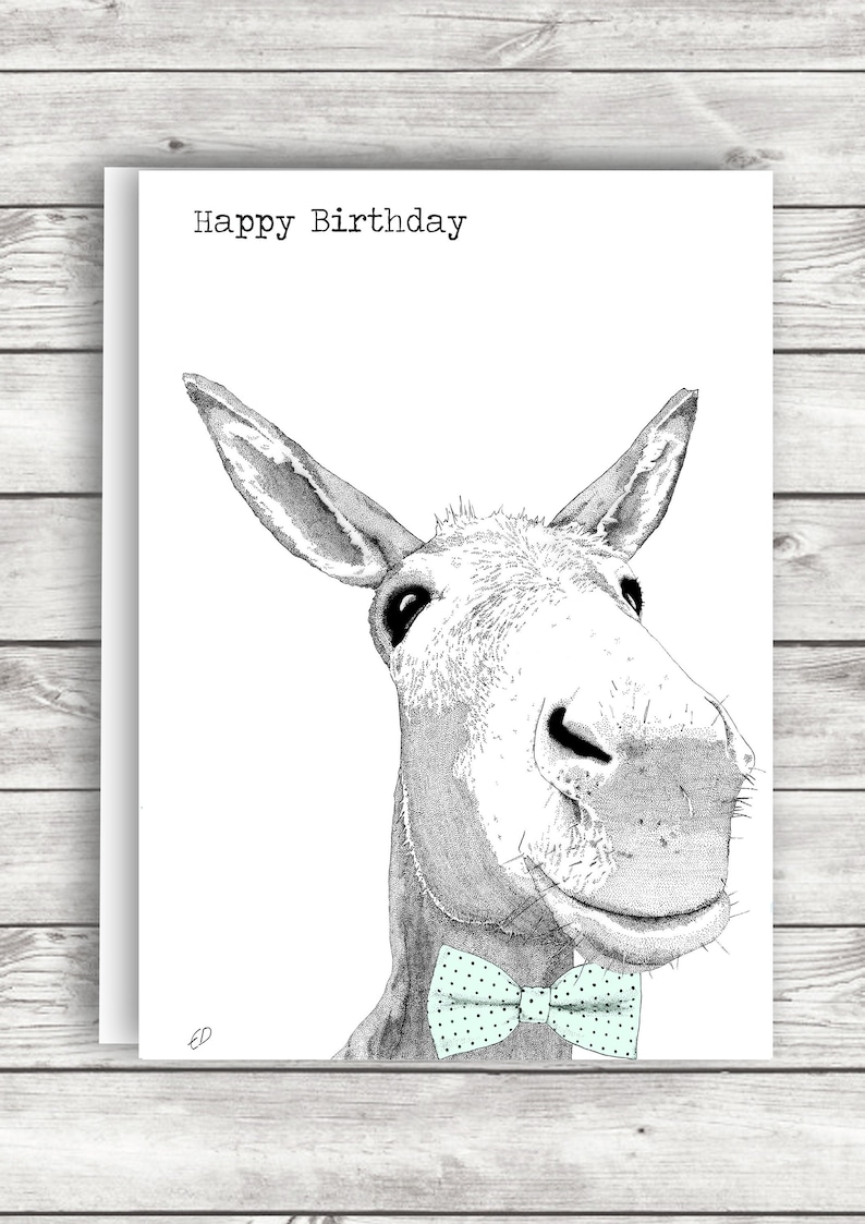 Donkey Birthday Card Animal Birthday Card Funny Birthday | Etsy
