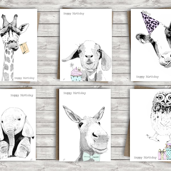 Birthday Card Animal - Etsy
