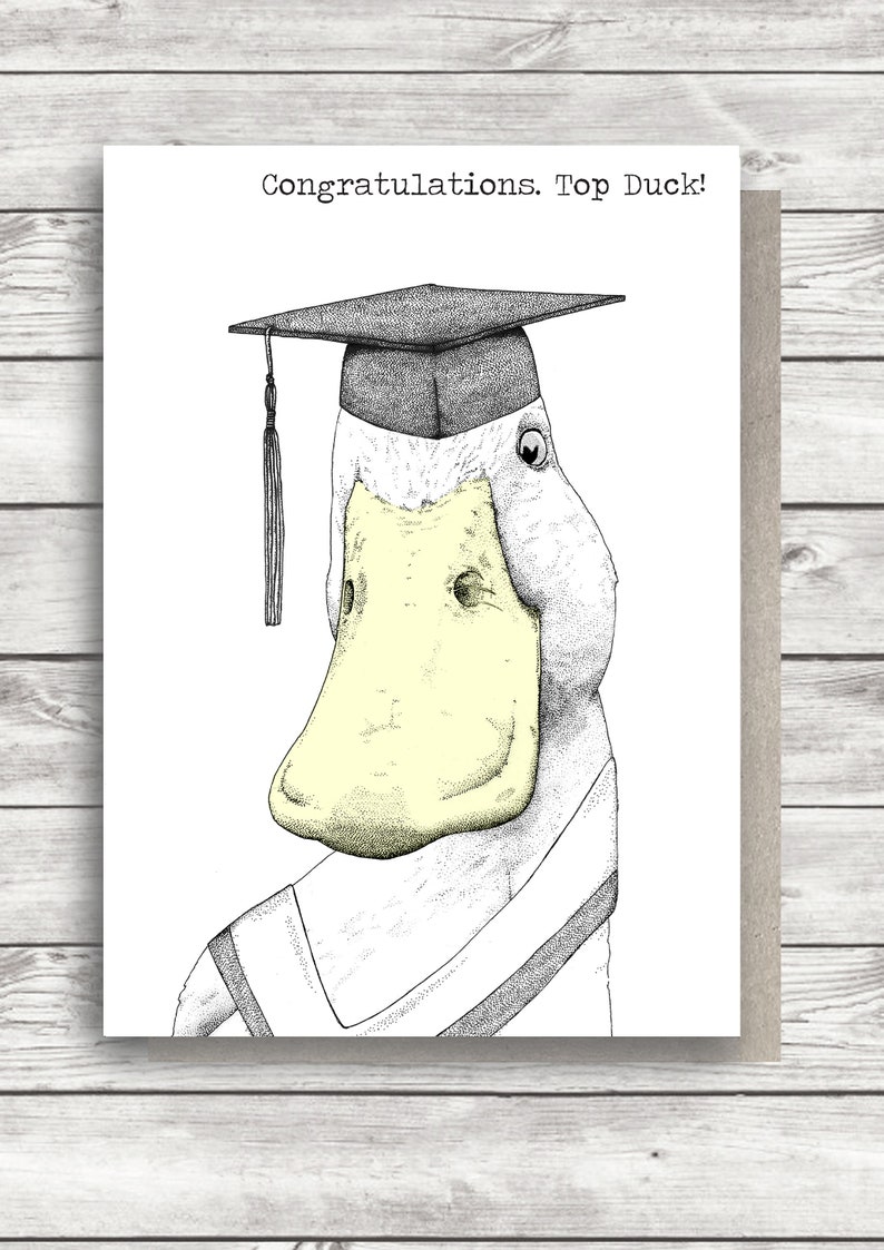 Top Duck - Graduation Card - Animal Graduation Card - Cute Graduation ...