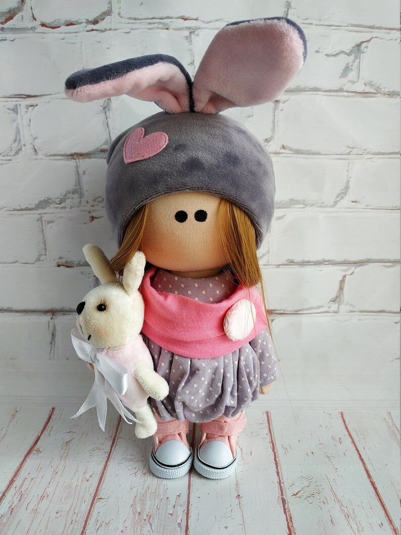 Bunny Art Doll Interior Decor Doll Fabric Rag Doll Textile | Etsy
