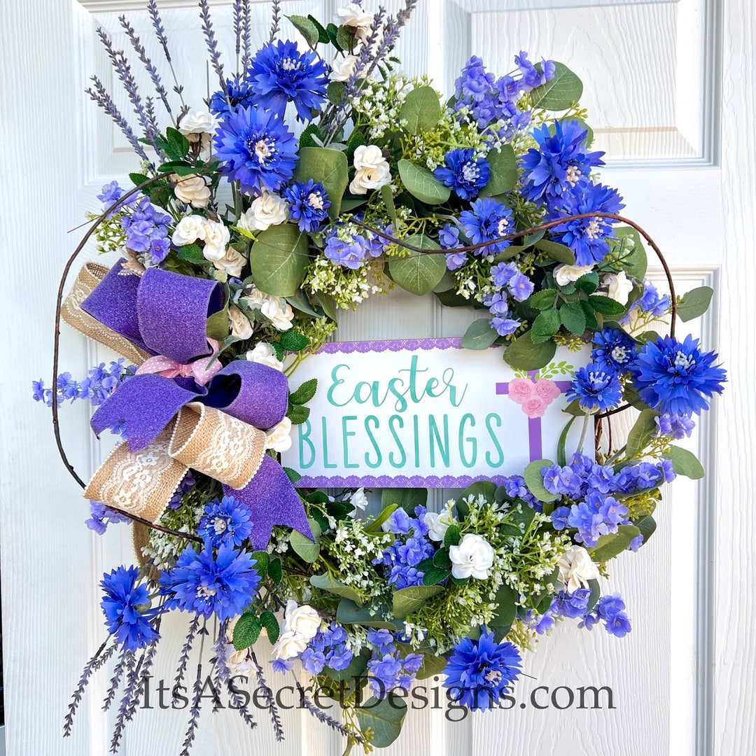 MISS Angeline-easter Flower Decoration-spring Easter Wreath-floral Front Door Hanger-blessings ...