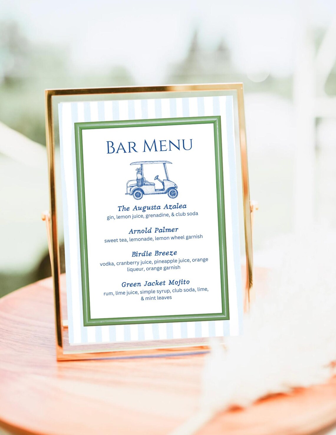 Golf Themed Bar Menu Template: Signature Drink Sign (canva Editable ...