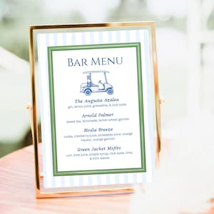 Golf Themed Bar Menu Template: Signature Drink Sign (canva Editable ...