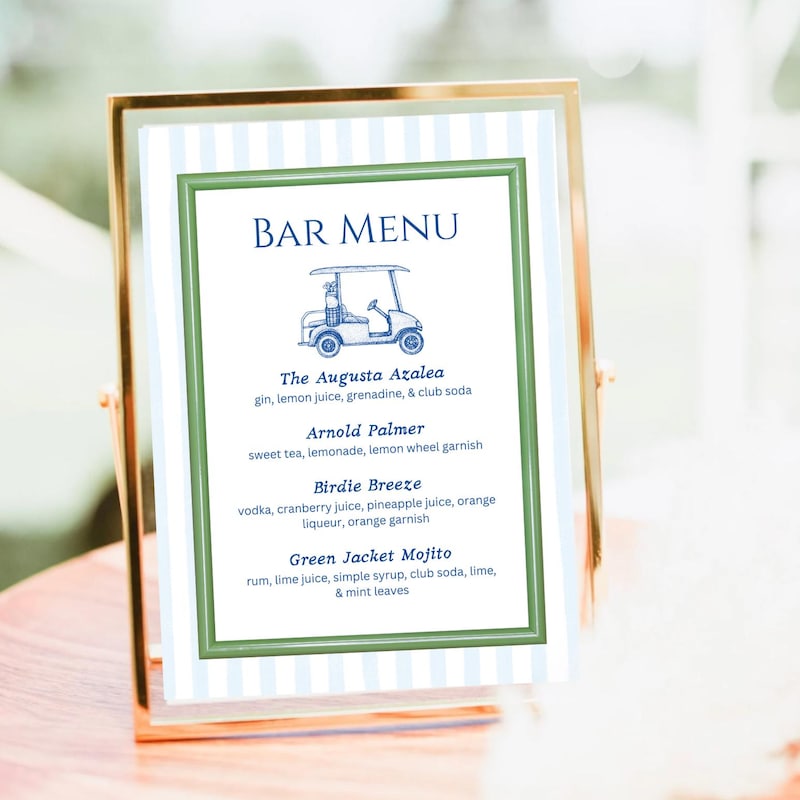 Cocktail Menu Golf Theme - Etsy