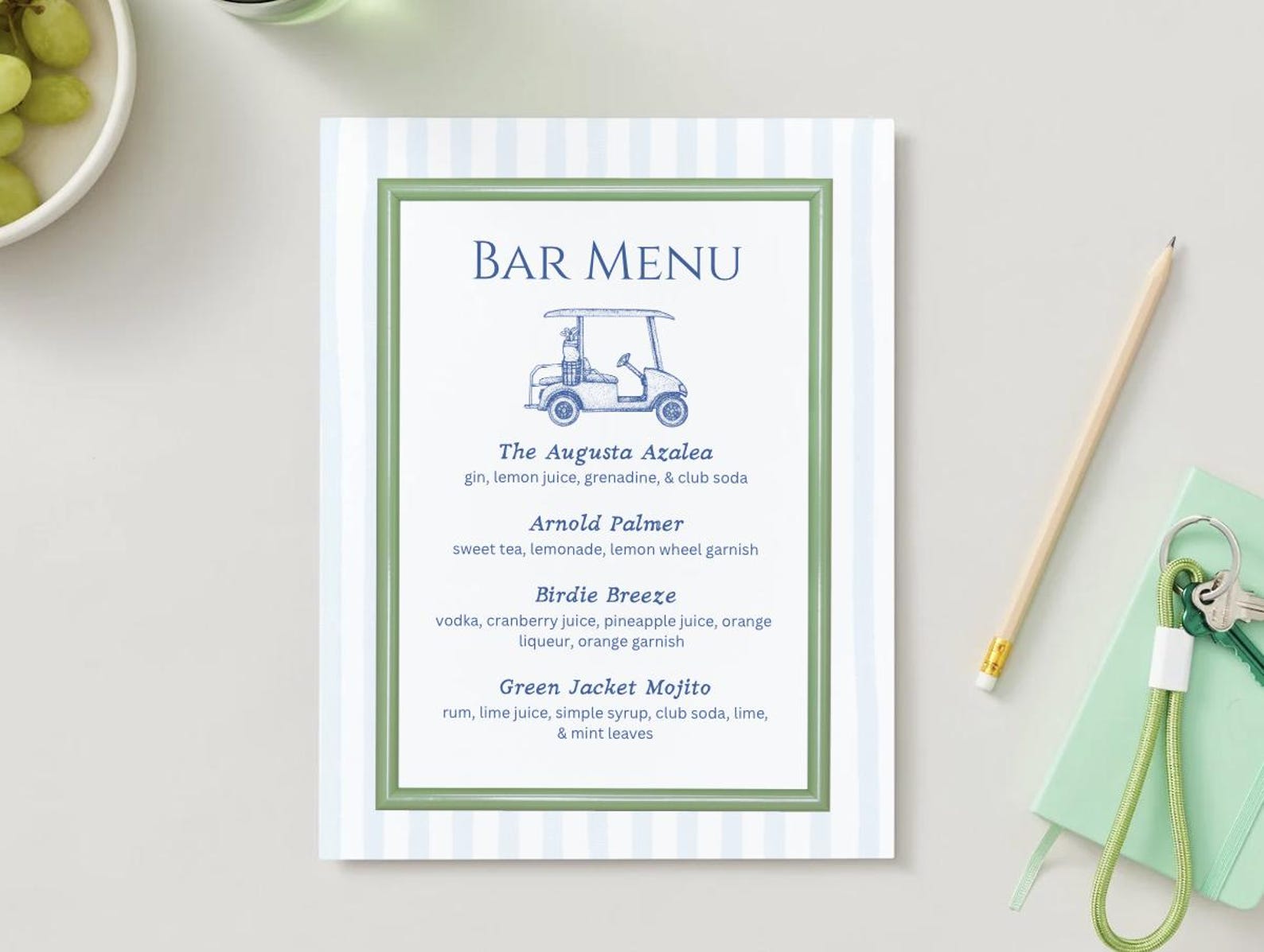 Golf Themed Bar Menu Template: Signature Drink Sign (canva Editable ...