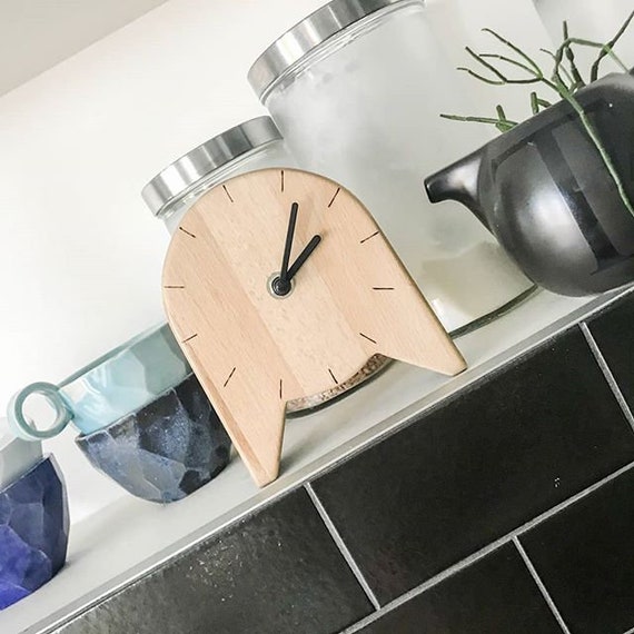 Tabletop clock sliding lid Personalized handmade clock Round | Etsy