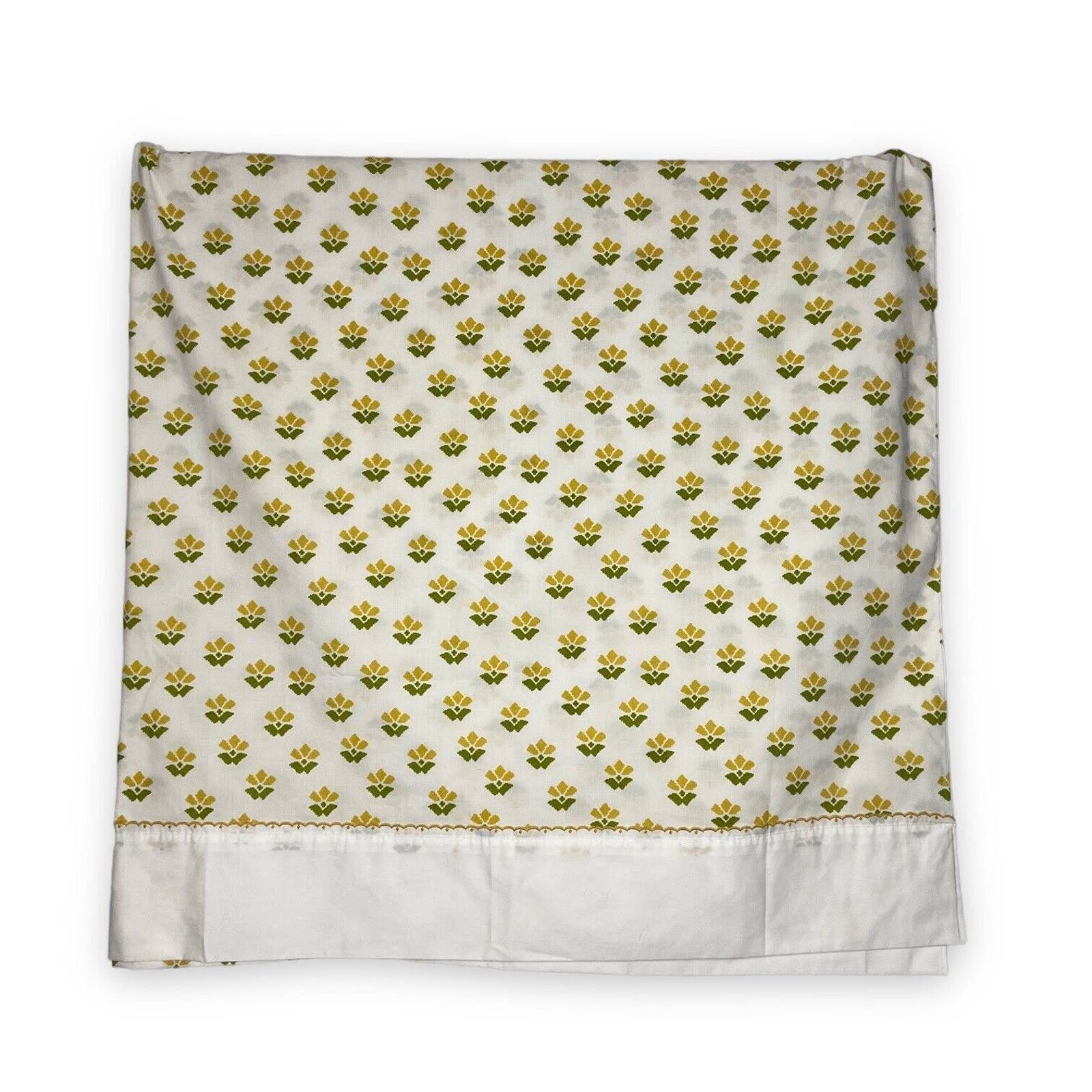 VTG Cannon Royal Family Twin Flat Sheet MCM Yellow Green Floral 1970s ...