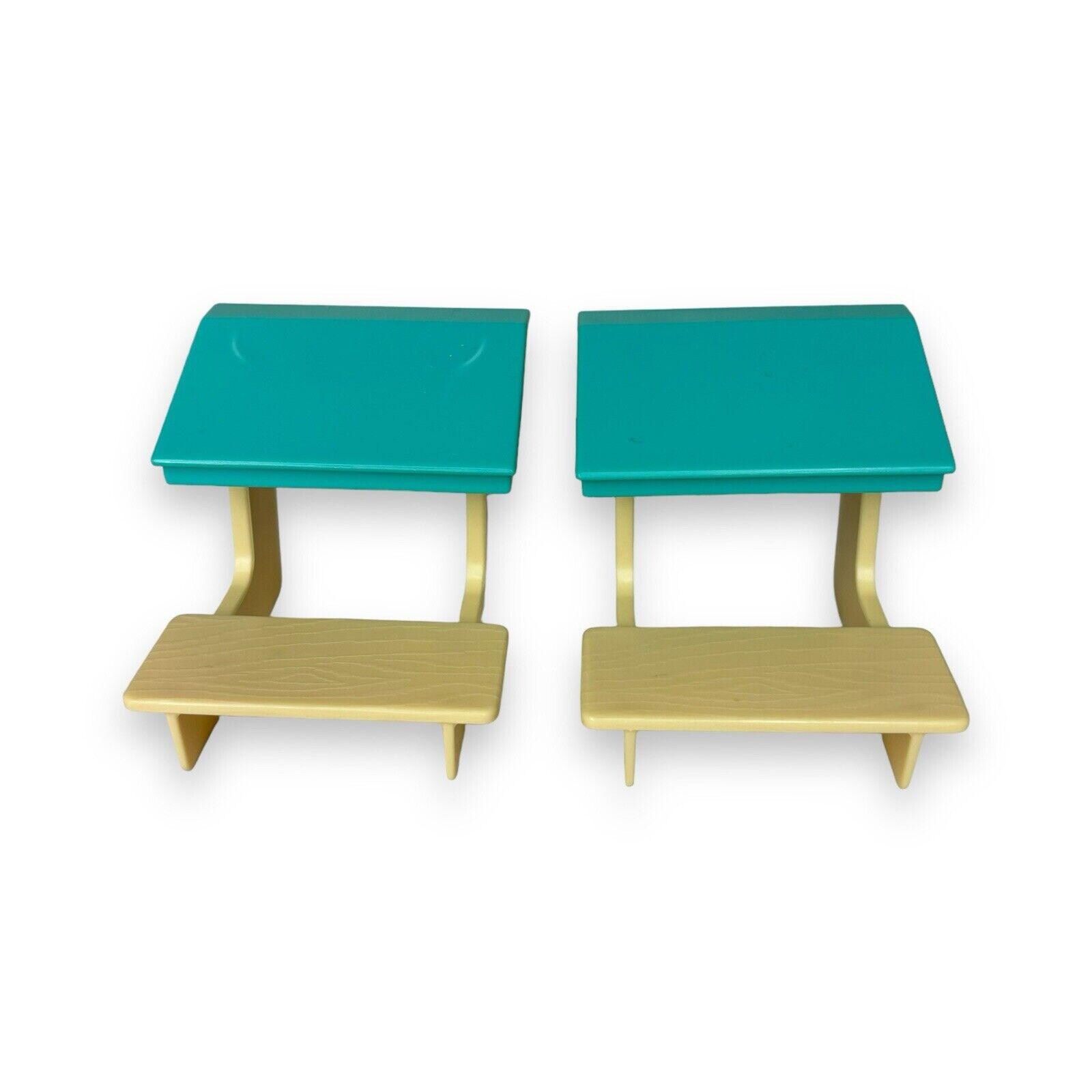 Vintage 1995 Barbie Classroom Desks Set of 2 Kelly Teacher School Blue ...