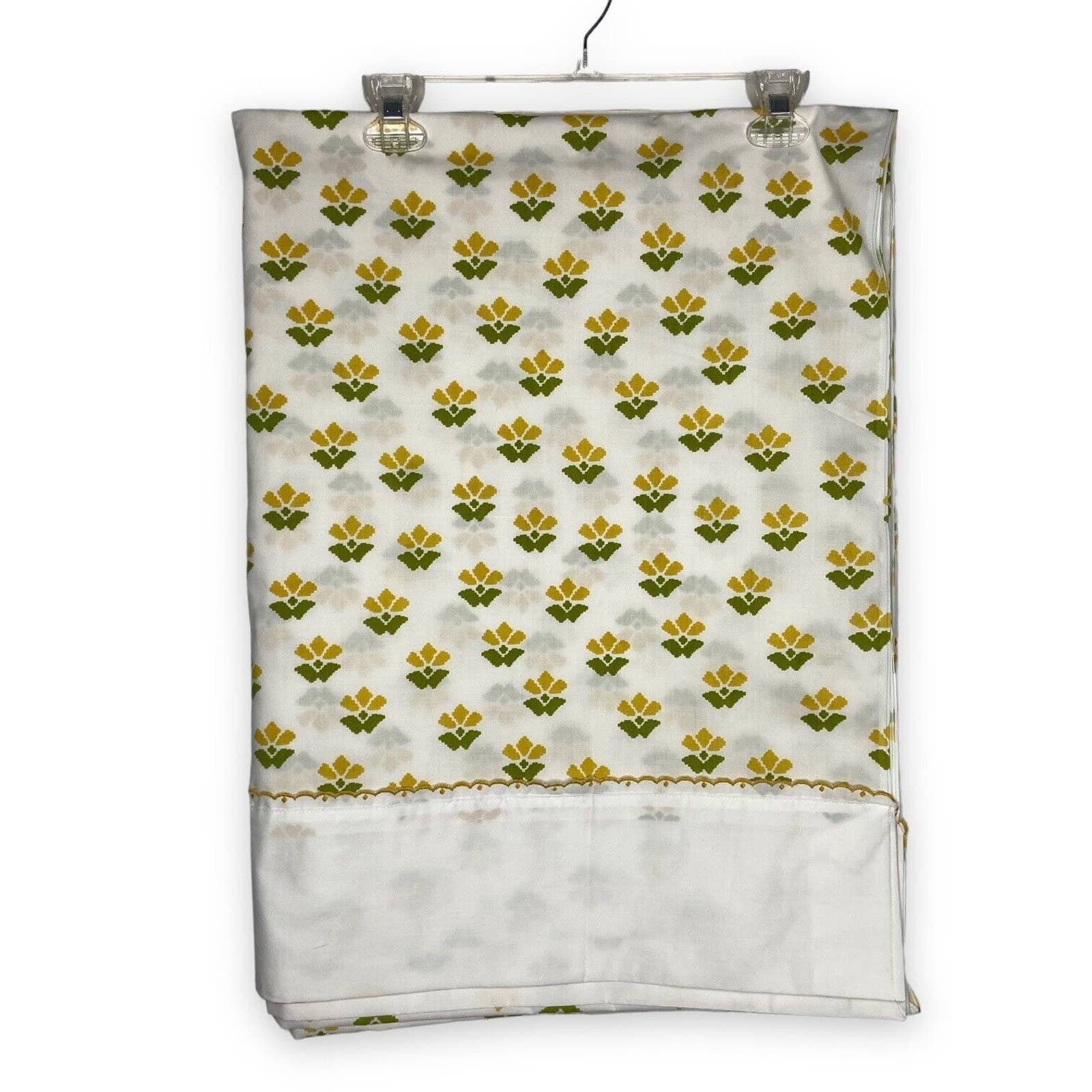 VTG Cannon Royal Family Twin Flat Sheet MCM Yellow Green Floral 1970s ...