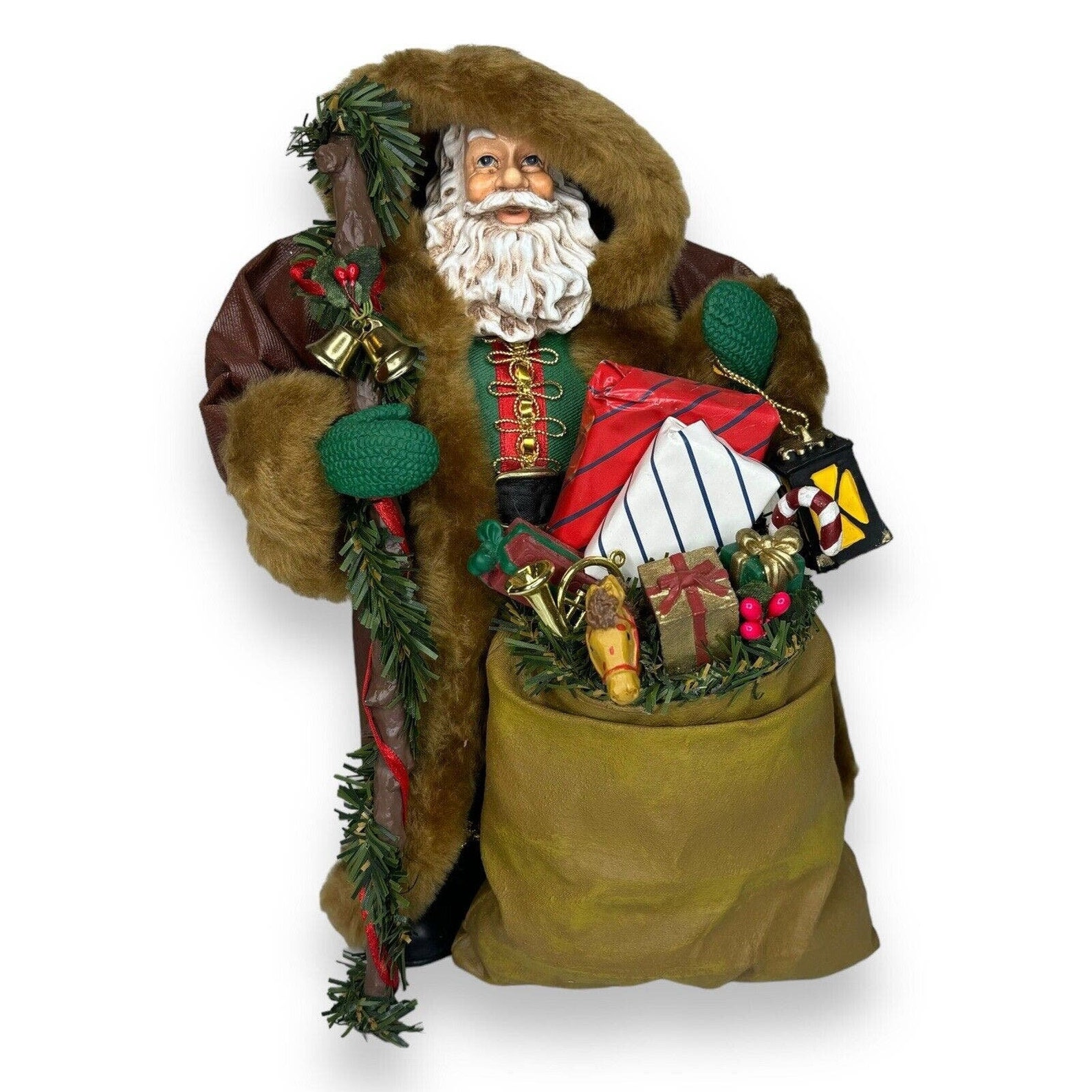 VTG Father Christmas Papier Mache Figurine Cloak Staff Clothtique? Toy ...