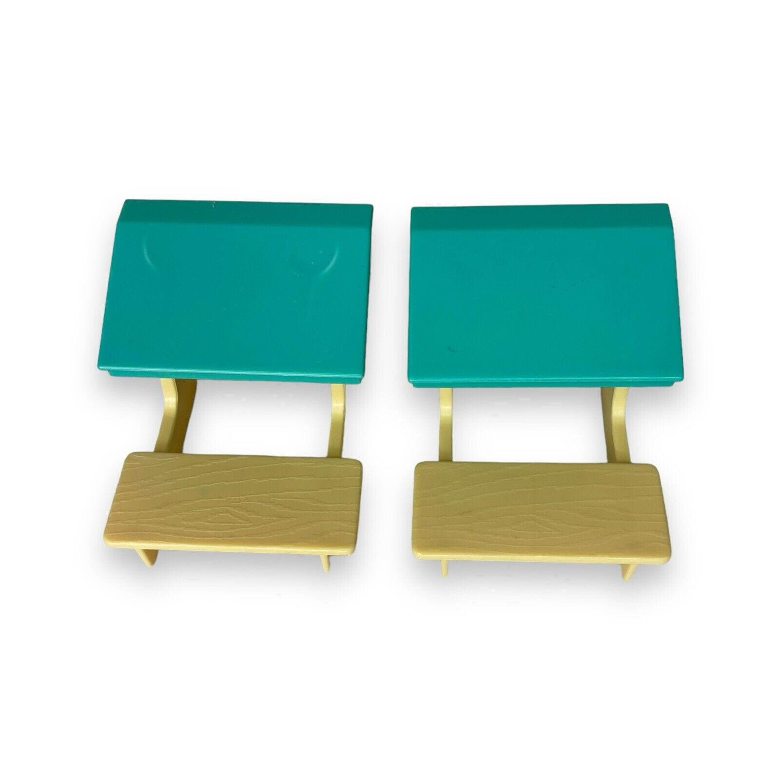 Vintage 1995 Barbie Classroom Desks Set of 2 Kelly Teacher School Blue ...