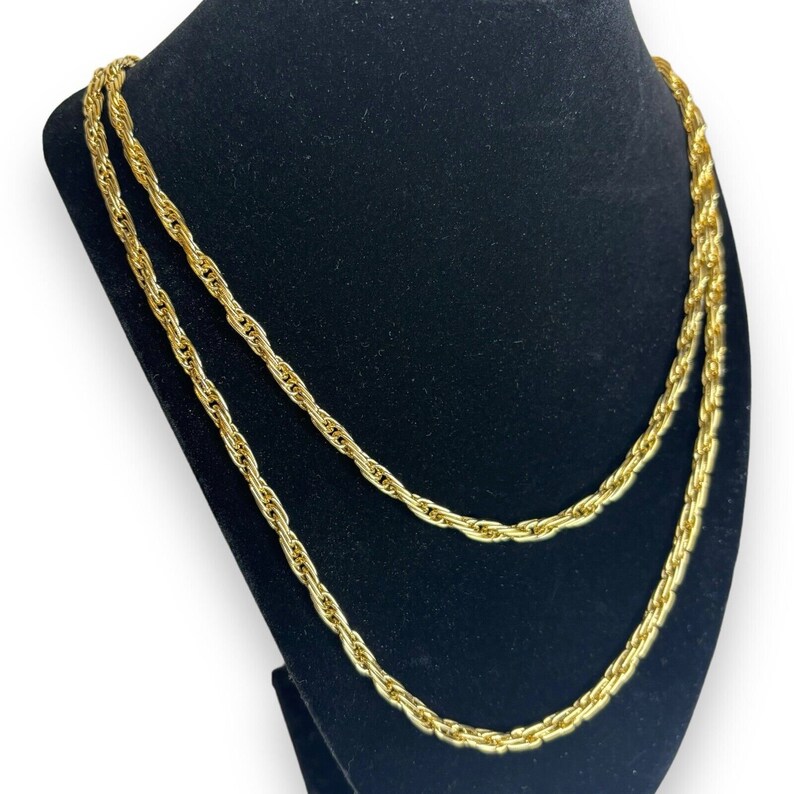 Monet Rope Chain Necklace 54 Long Gold Toned Estate Single Strand ...