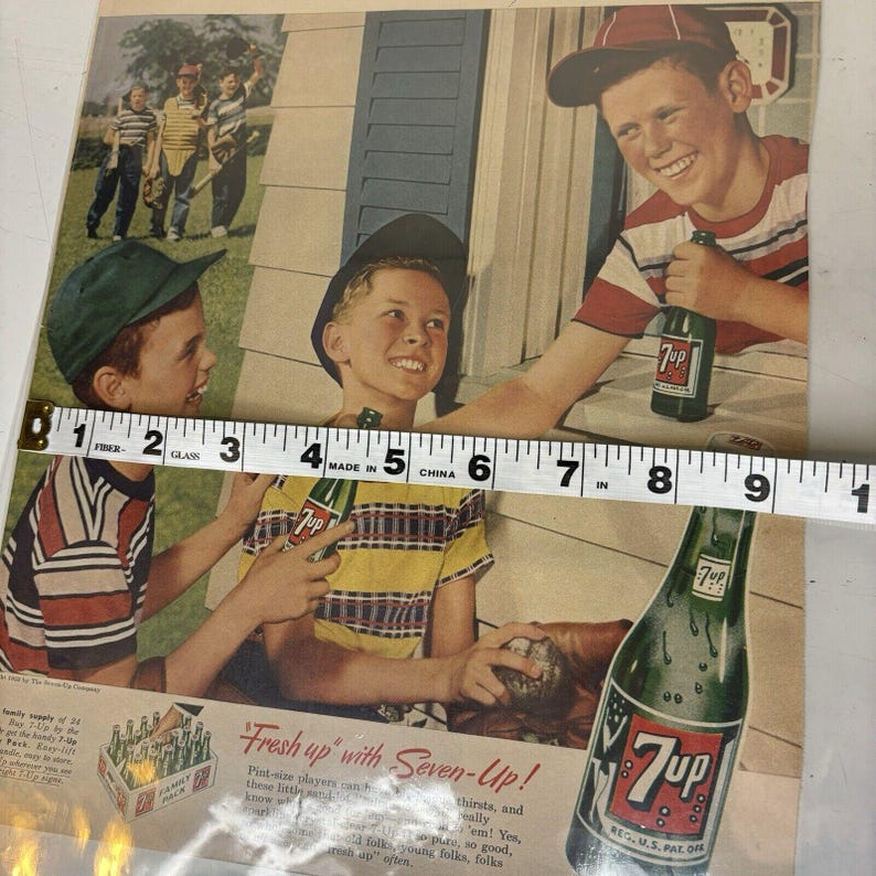 Vintage 7-UP All Family Drink Magazine Ad Neighbor Kids Summer Fresh up ...
