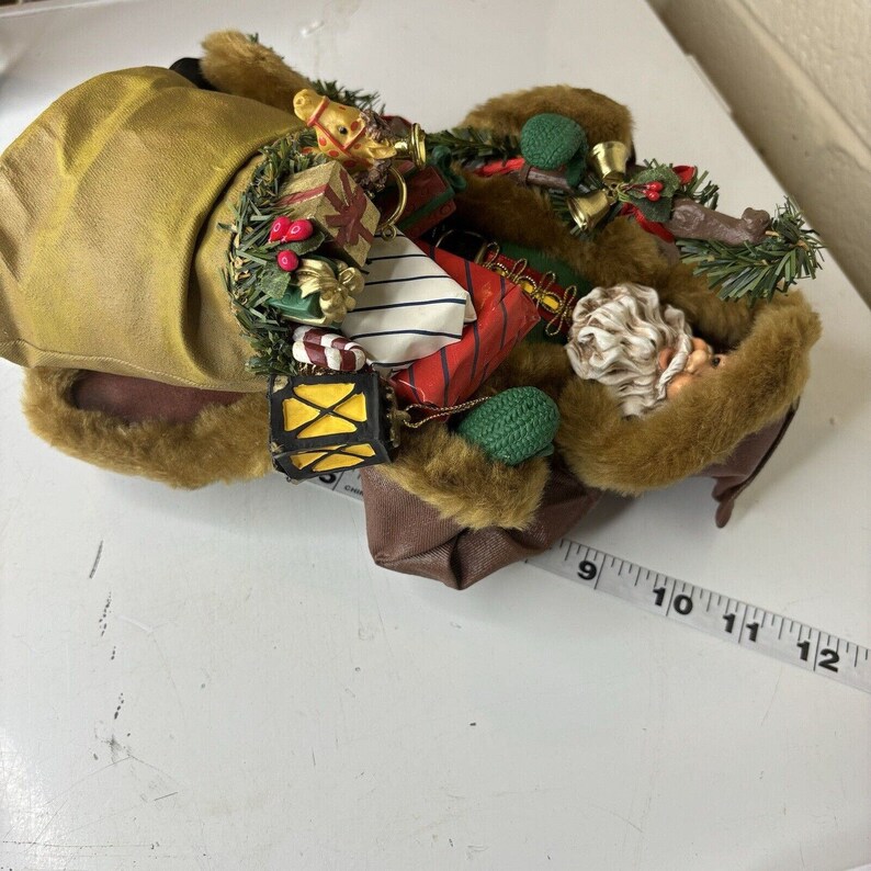 VTG Father Christmas Papier Mache Figurine Cloak Staff Clothtique? Toy ...