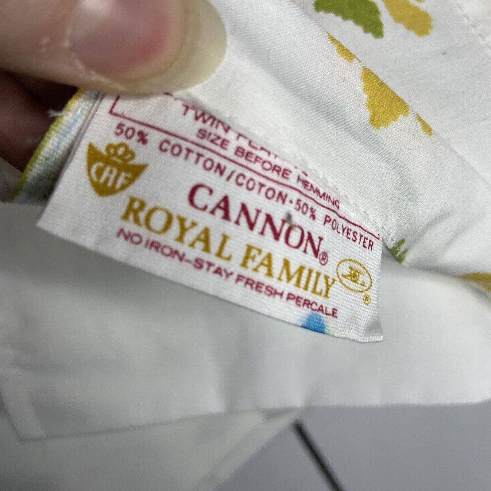 VTG Cannon Royal Family Twin Flat Sheet MCM Yellow Green Floral 1970s ...