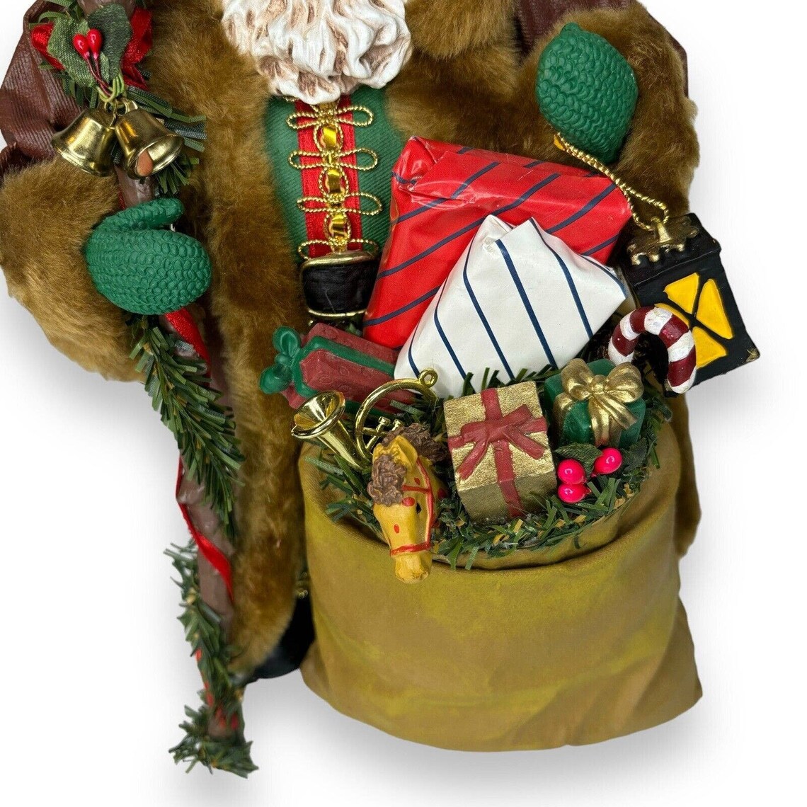 VTG Father Christmas Papier Mache Figurine Cloak Staff Clothtique? Toy ...