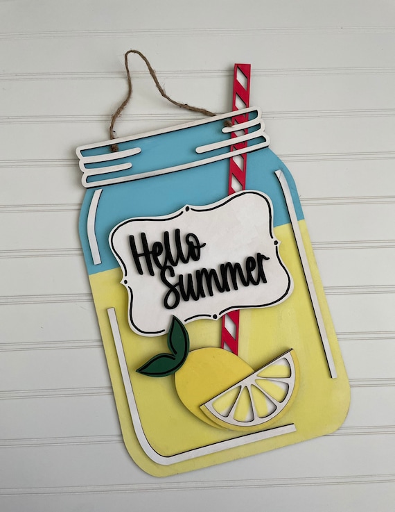 Front Door Decor Hello Summer Door Hanger Summer Door Decor - Etsy
