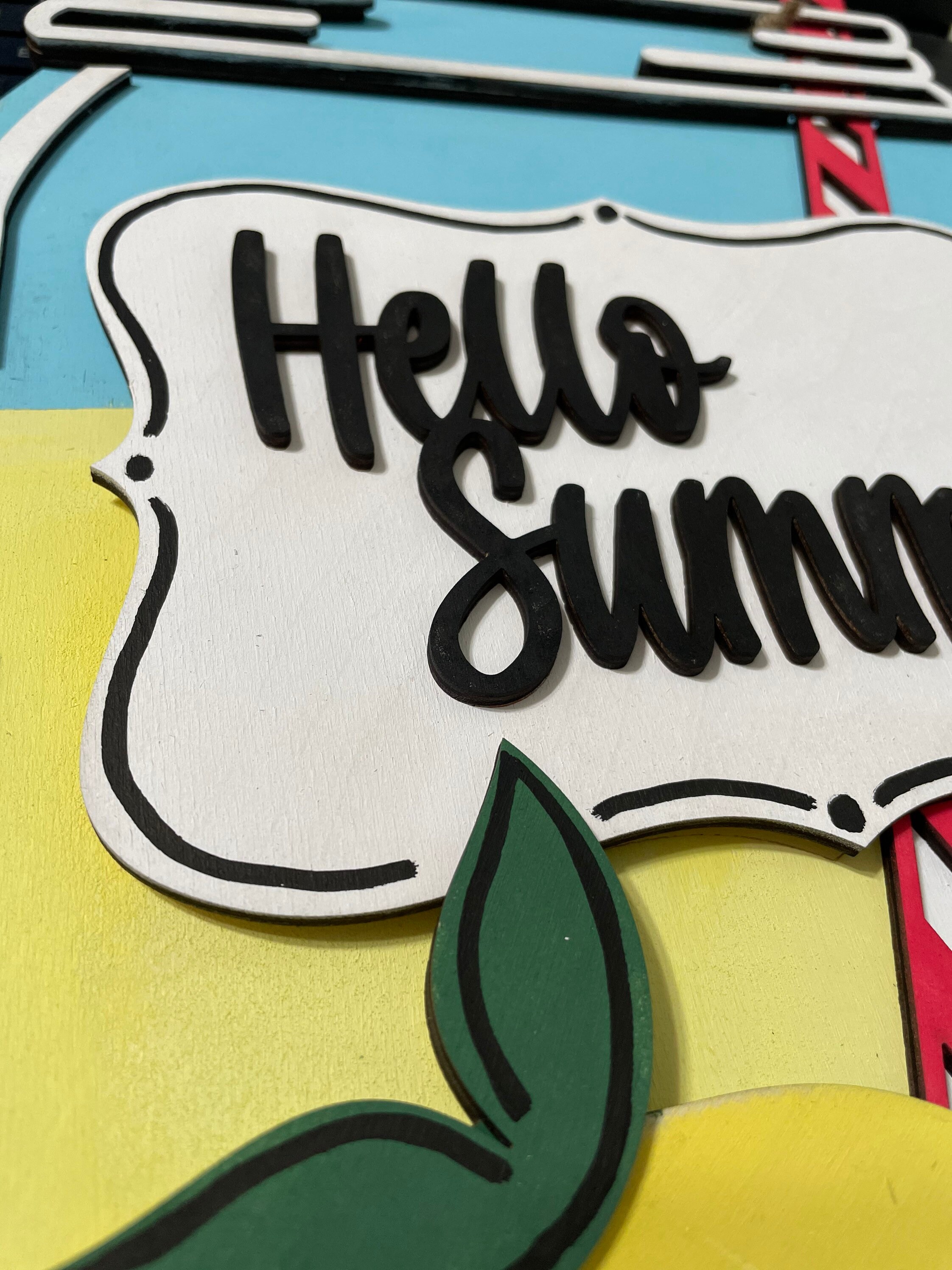 Front Door Decor Hello Summer Door Hanger Summer Door Decor - Etsy