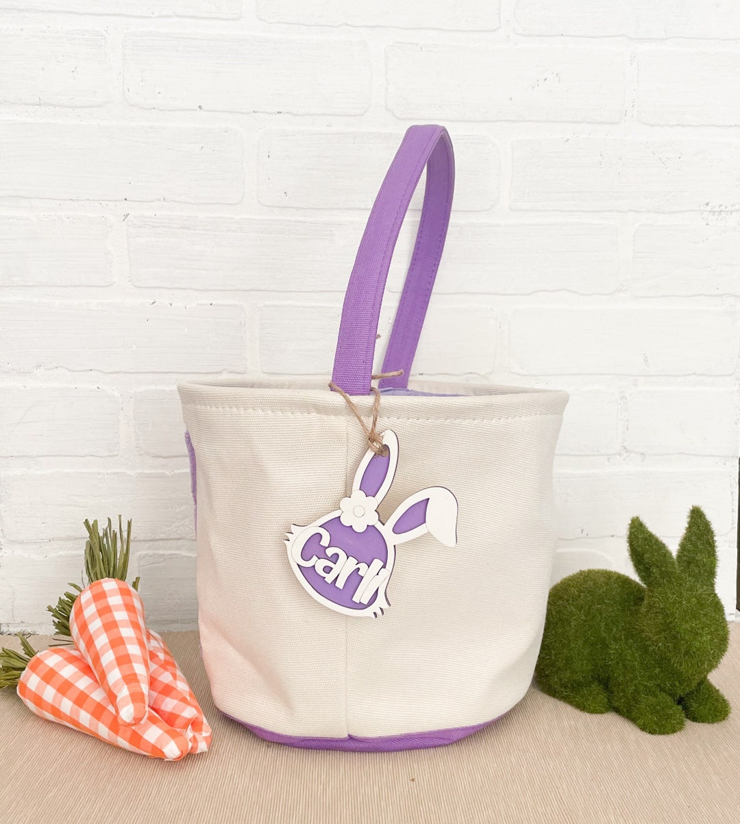 Bunny Basket Tag, Bunny Name Tag, Easter Basket Tag, Personalized ...