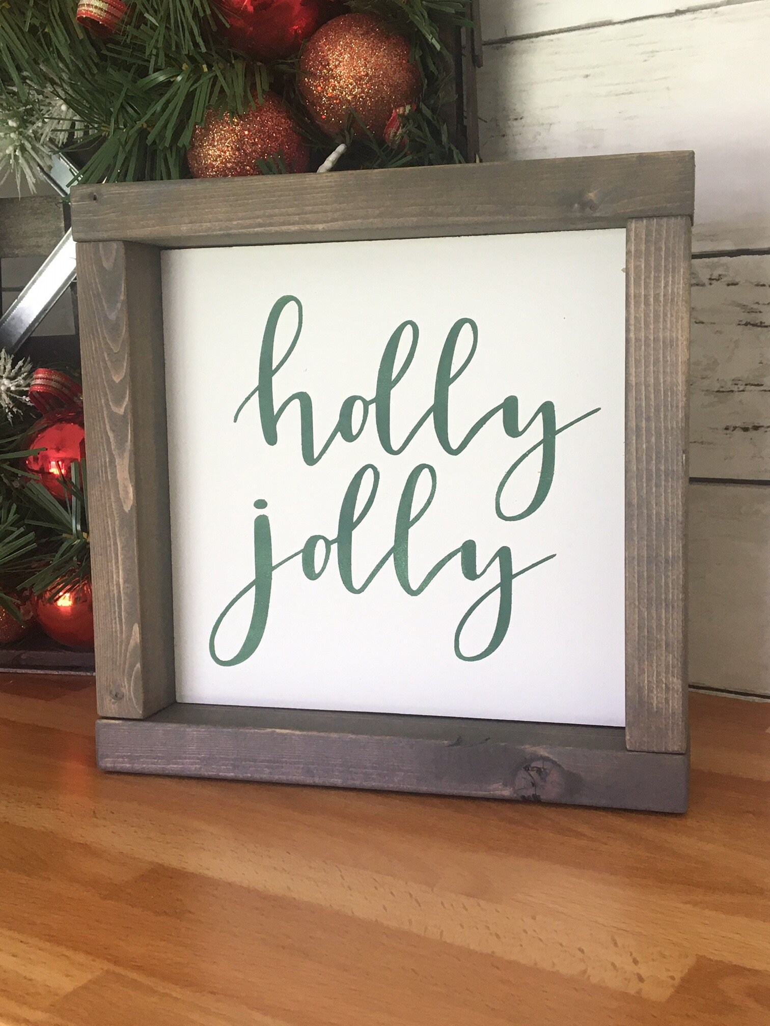 Holly Jolly Sign Rustic Christmas Wood Sign Farmhouse - Etsy