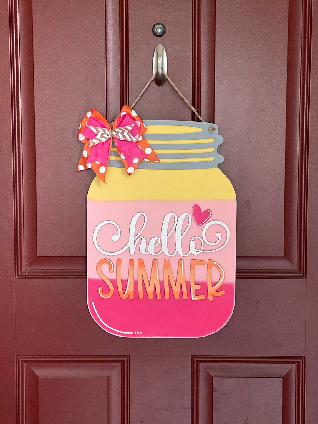 Front Door Decor, Hello Summer Door Hanger, Summer Door Decor, Summer ...