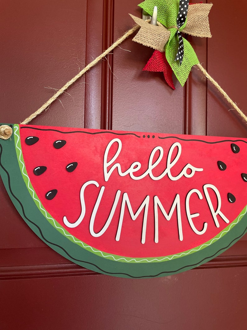 Front Door Decor, Hello Summer Door Hanger, Summer Door Decor ...