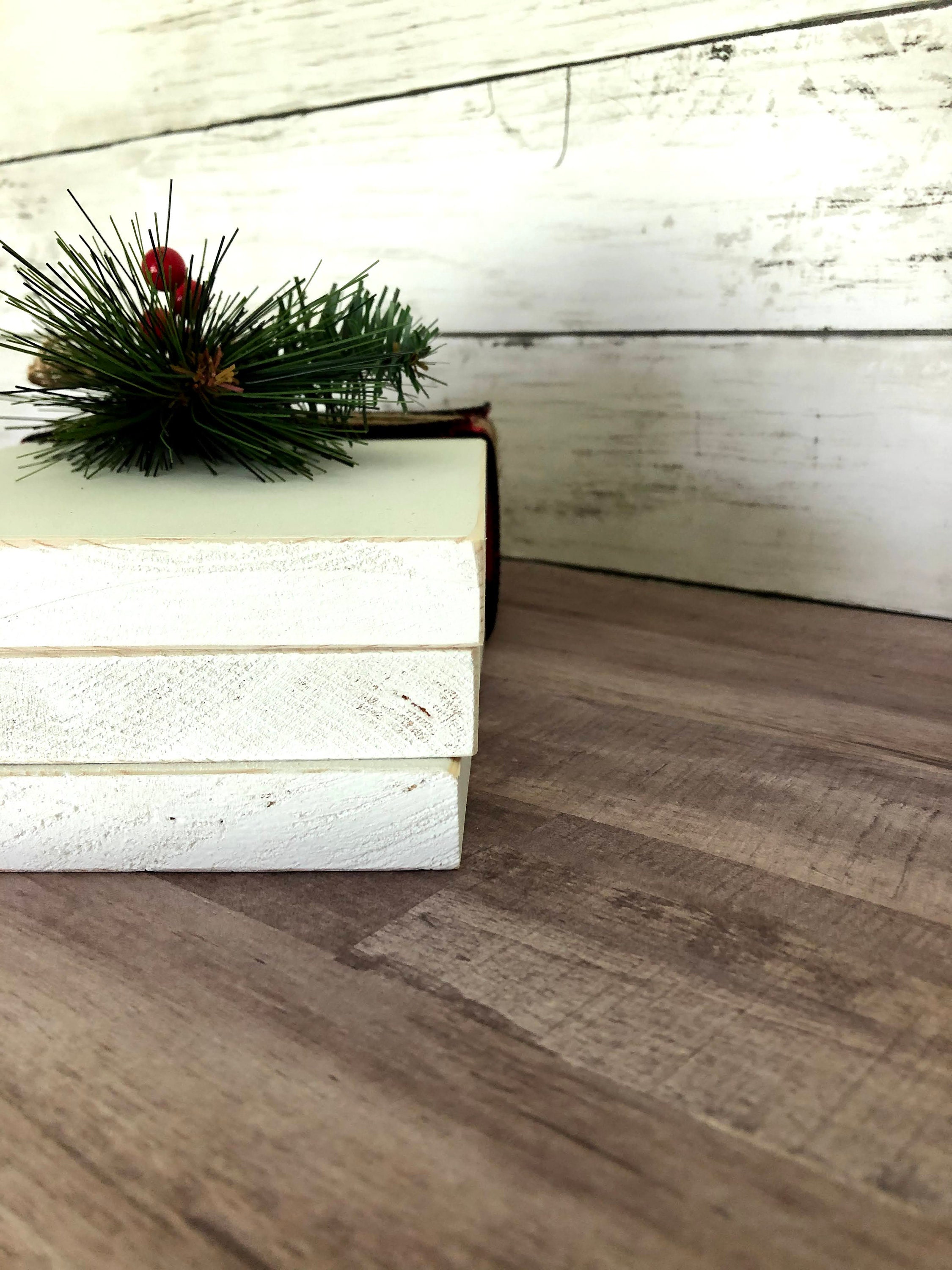 Christmas Decor Wood Book Stack Faux Book Stack Rustic - Etsy