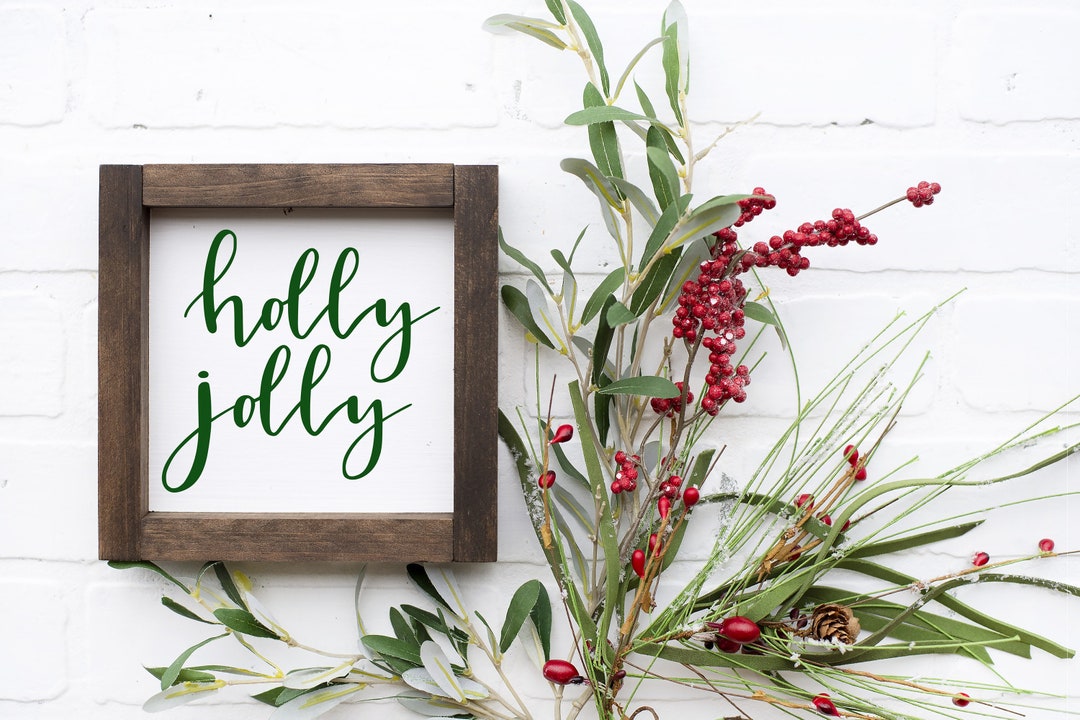 Holly Jolly Sign Rustic Christmas Wood Sign Farmhouse - Etsy