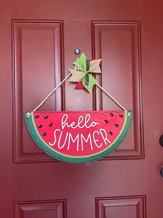 Front Door Decor Hello Summer Door Hanger Summer Door Decor - Etsy