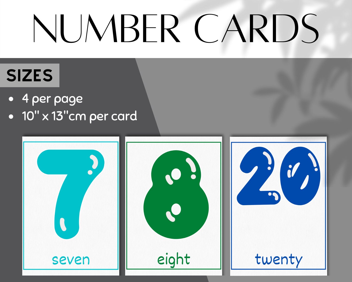 Number Flashcards 0-20 Printables Colorful Counting Cards for Kids and ...