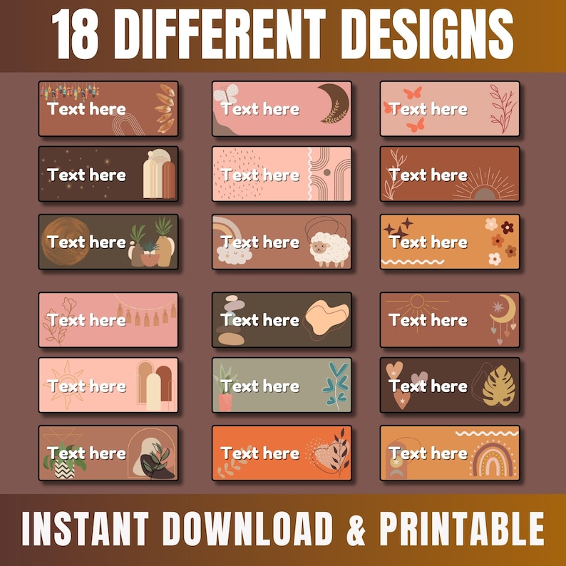 18 Earthy Boho Editable Name Tags for Kids Printable Student Desk ...