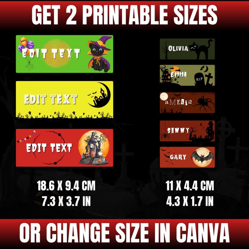 Customizable Scary Halloween Name Tags 15 Printable Labels for Kids ...