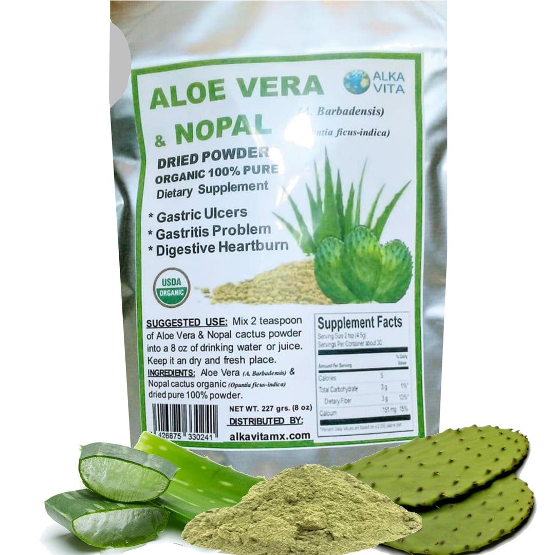 Aloe Vera & Nopal Cactus Organic Pure Dried Powder Nutritional Herb ...