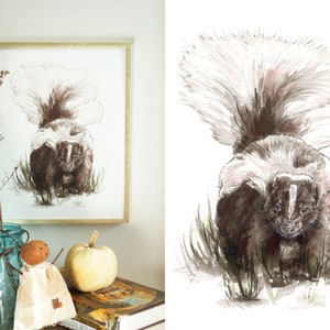 Skunk Print, Nature Wildlife Art Print, Skunk Art, Skunk Watercolor ...