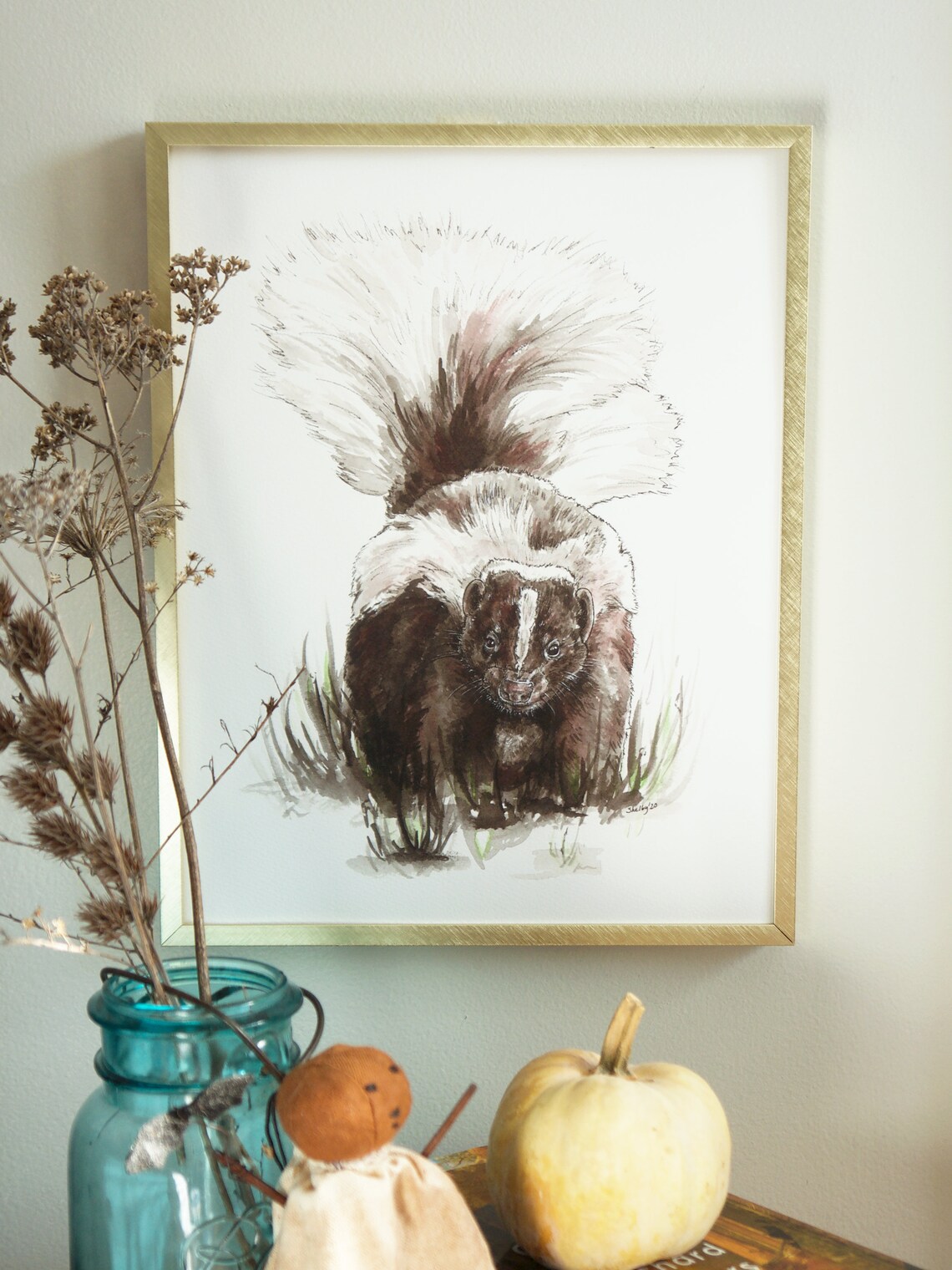 Skunk Print, Nature Wildlife Art Print, Skunk Art, Skunk Watercolor ...