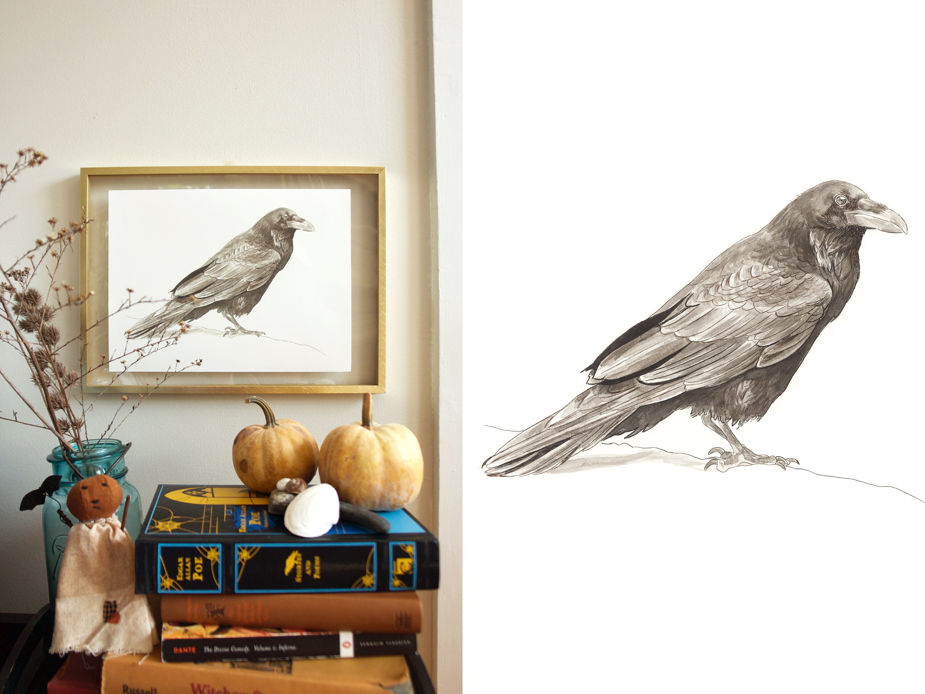 Raven Print Nature Wildlife Art Print Raven Art Raven - Etsy