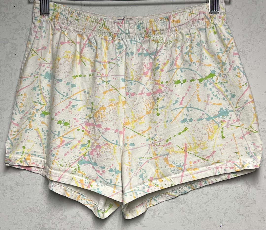 90s Splatter Paint Cotton Shorts - Etsy