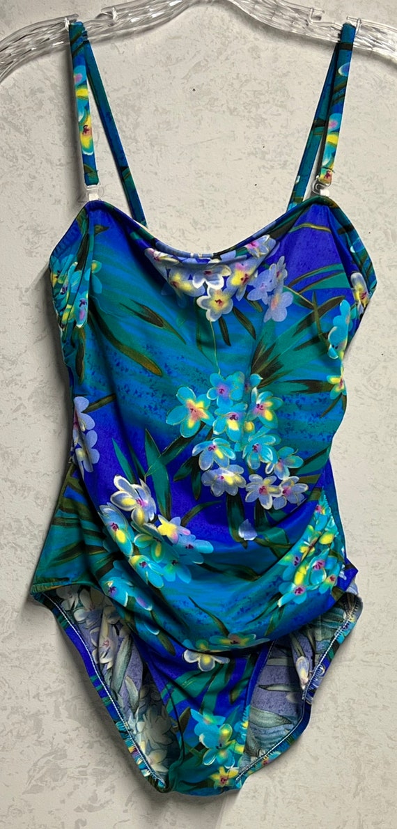 80s Tropical Flower One Piece Swimsuit Gem