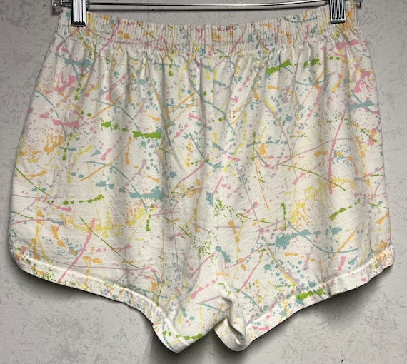 90s Splatter Paint Cotton Shorts - Gem