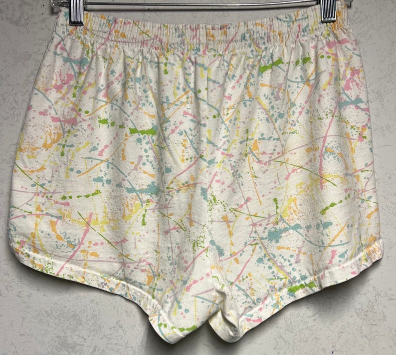 90s Splatter Paint Cotton Shorts - Etsy