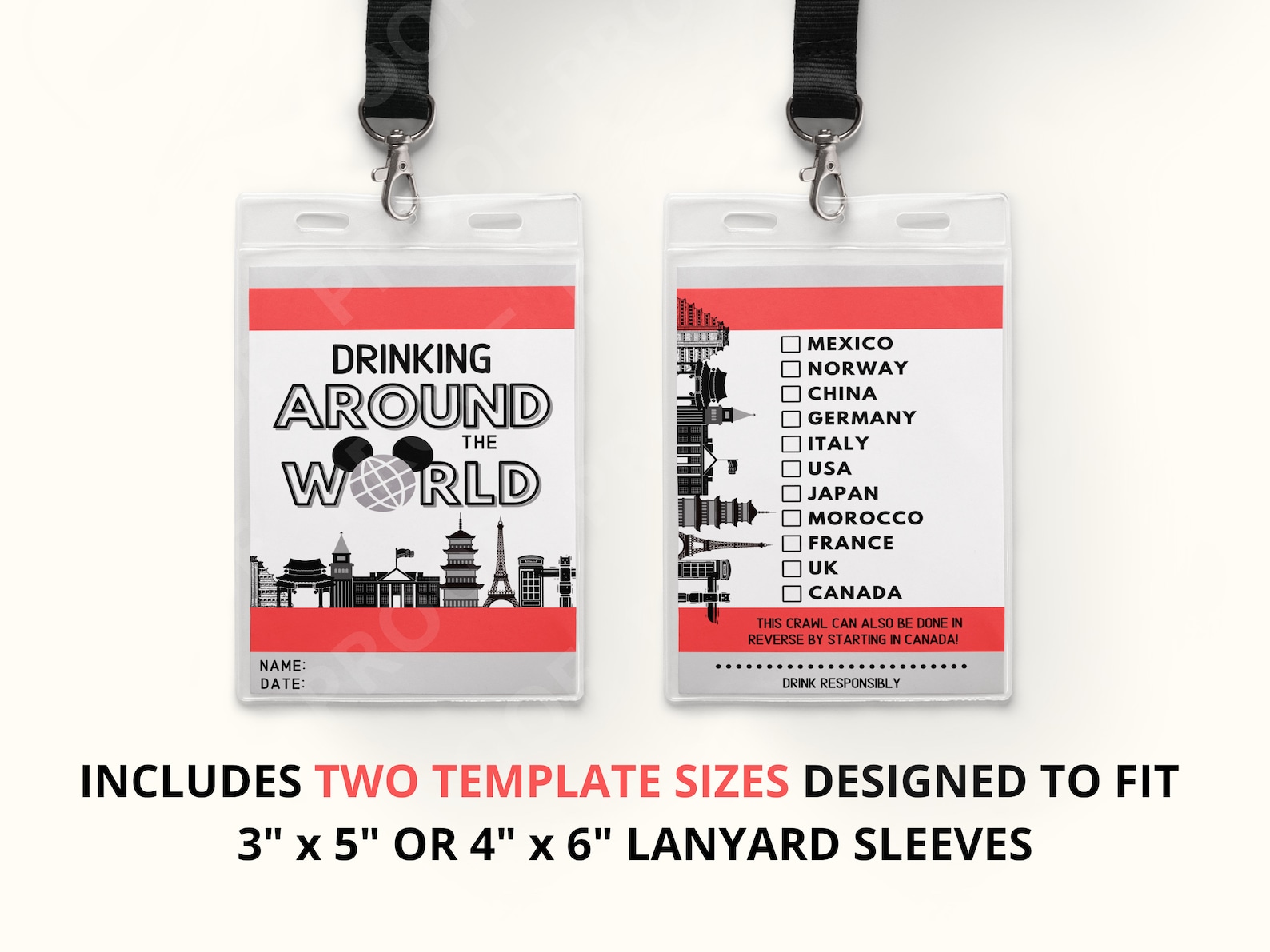 EPCOT Drink Around the World Passport - Editable Template - Instant ...