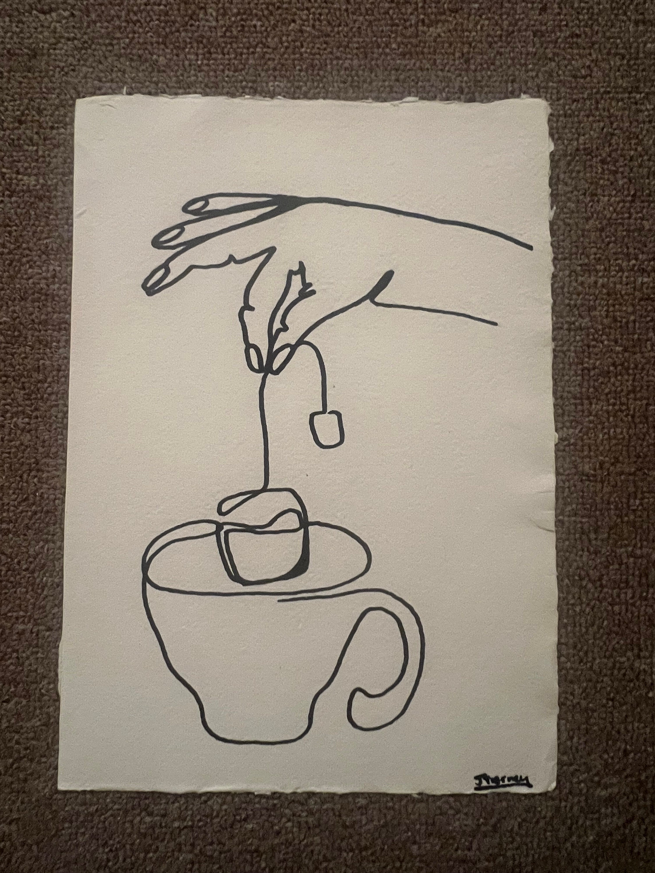 Tea Lovers One Line Original Drawing - Etsy